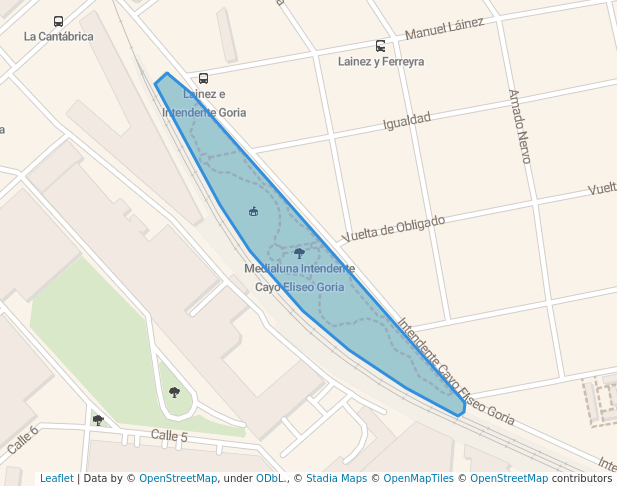 Medialuna Intendente Cayo Eliseo Goria in Haedo | Map and Routes