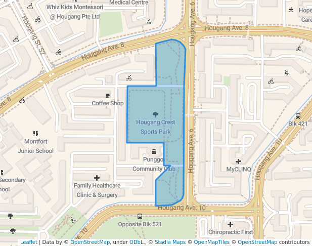Hougang Crest Sports Park in Singapore | Map and Routes