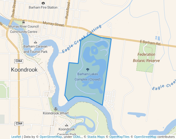 Barham Lakes Complex (Closed) in Barham | Map and Routes