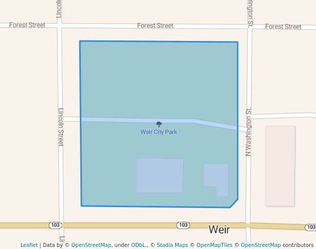 Weir City Park in Weir | Map and Routes