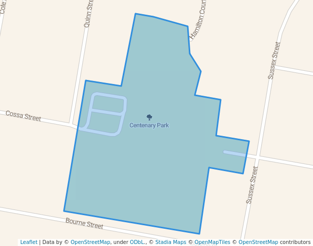 Centenary Park in West Tamworth | Map and Routes