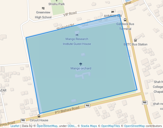 Mango orchard in Nawabganj | Map and Routes