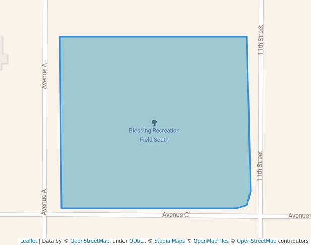 Blessing Recreation Field South in Blessing | Map and Routes