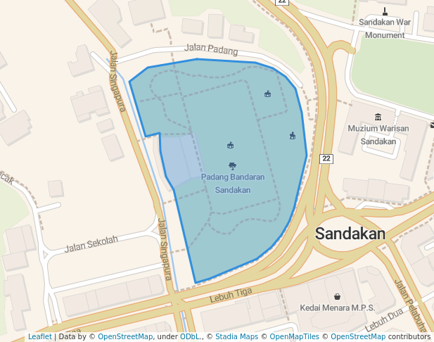 Padang Bandaran Sandakan in Sandakan | Map and Routes