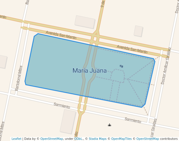 Plaza pública "San Martín" in María Juana | Map and Routes
