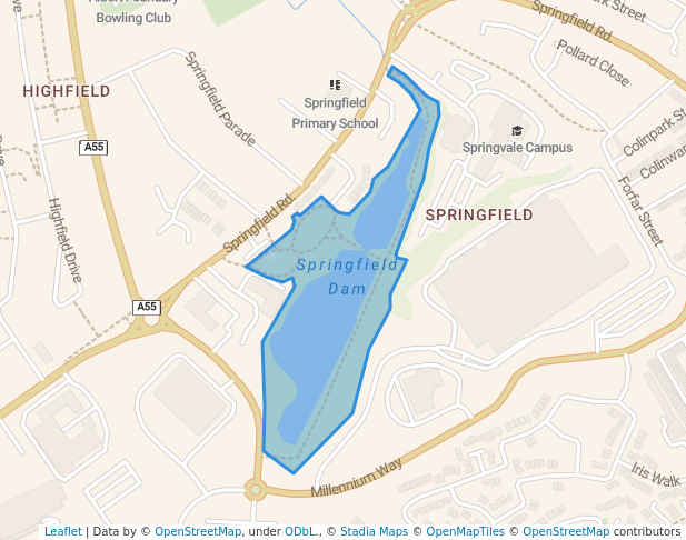 Springfield Dam in Belfast | Map and Routes