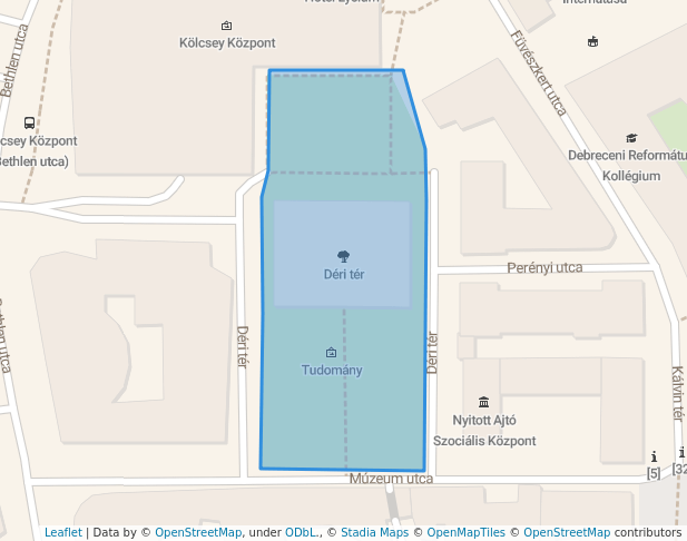 Déri tér in Debrecen | Map and Routes