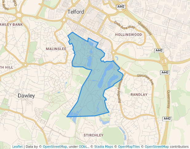 Telford Town Park in Telford | Map and Routes