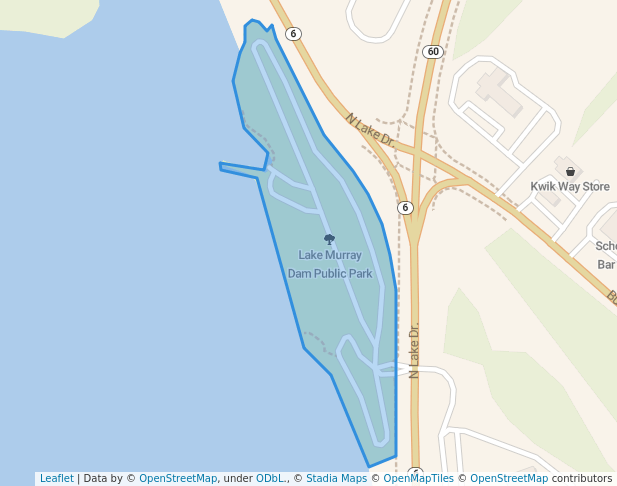 Lake Murray Dam Public Park in Columbia | Map and Routes
