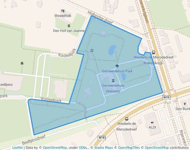 Gemeentehuis Park in Westerlo | Map and Routes