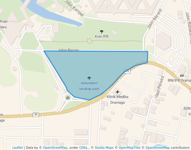 Arboretum lanskap park in Dramaga | Map and Routes