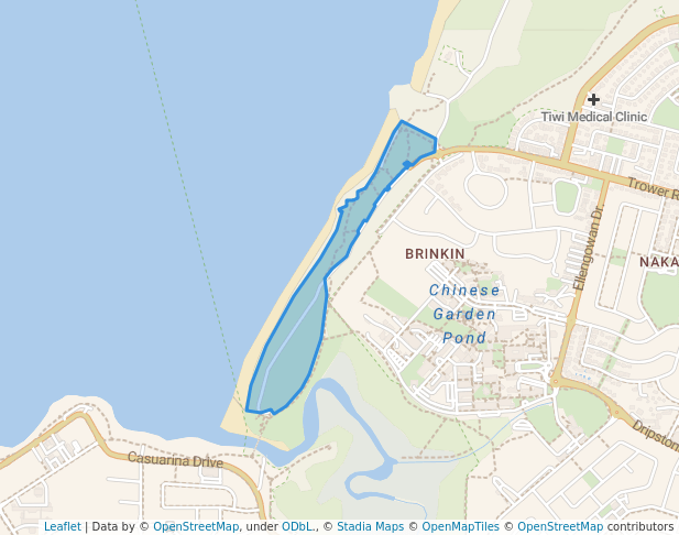Casuarina Beach in Brinkin | Map and Routes
