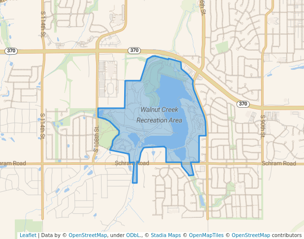 Walnut Creek Recreation Area in Papillion | Map and Routes