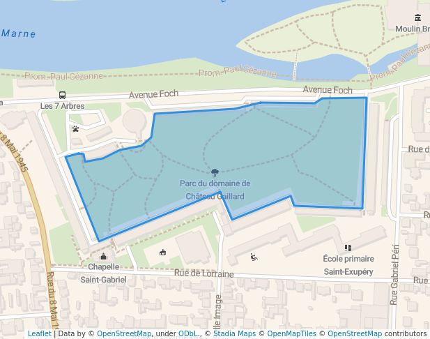 Parc du domaine de Château Gaillard in Maisons-Alfort | Map and Routes