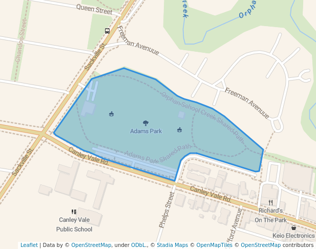 Adams Park in Canley Vale | Map and Routes