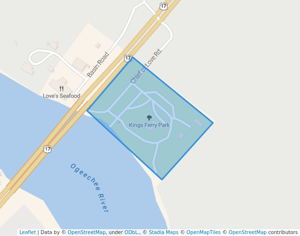 Kings Ferry Park in Savannah | Map and Routes