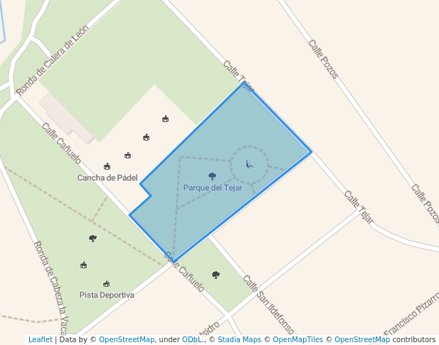 Parque del Tejar in Monesterio | Map and Routes