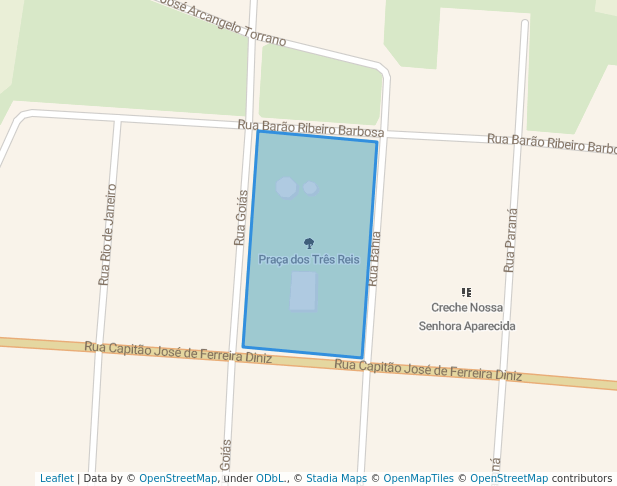 Praça dos Três Reis in Cajuru | Map and Routes