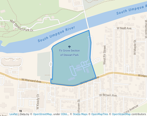 Fir Grove Park in Roseburg | Map and Routes