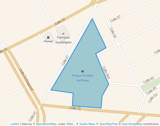 Parque Hundido de Brisas in Mérida | Map and Routes