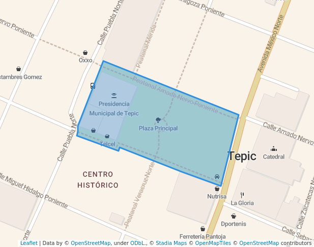 Plaza Principal in Tepic | Map and Routes