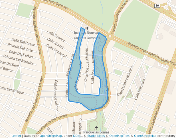 Parque Las Lomas in Villas del Poniente | Map and Routes