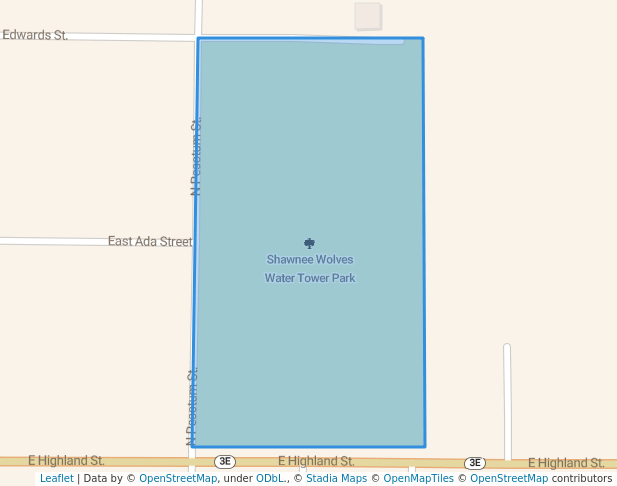 Shawnee Wolves Water Tower Park in Shawnee | Map and Routes