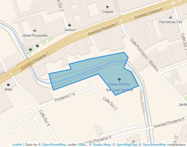 Paseo Del Río, San Juan De Dios in Orizaba | Map and Routes