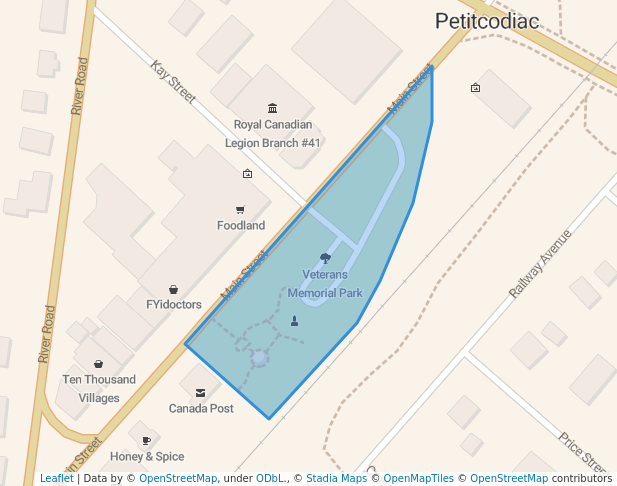 Veterans Memorial Park in Petitcodiac | Map and Routes