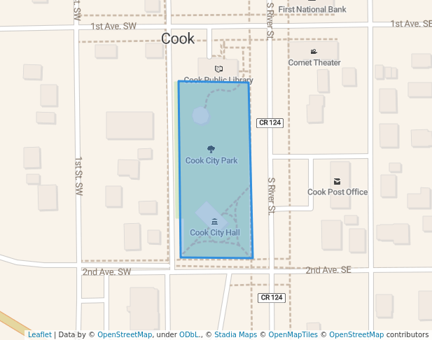 Cook City Park in Cook | Map and Routes
