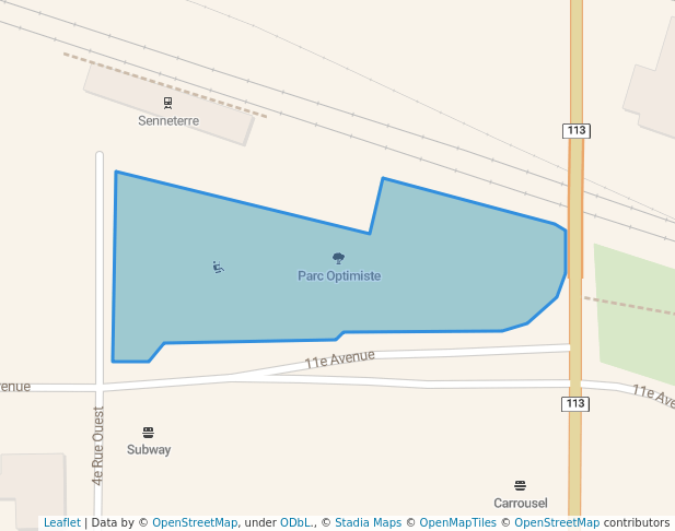 Parc Optimiste in Senneterre | Map and Routes