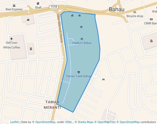 Taman Tasik Bahau in Bahau | Map and Routes