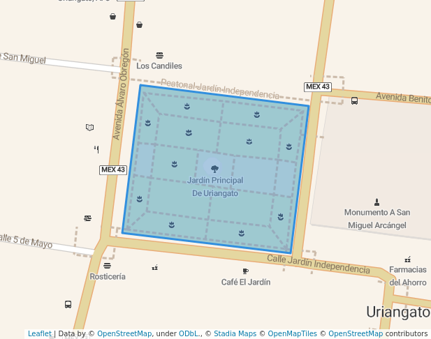 Jardín Principal De Uriangato in Uriangato | Map and Routes