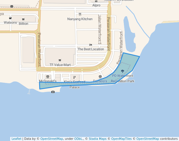 PD Waterfront Recreation Park in Port Dickson | Map and Routes