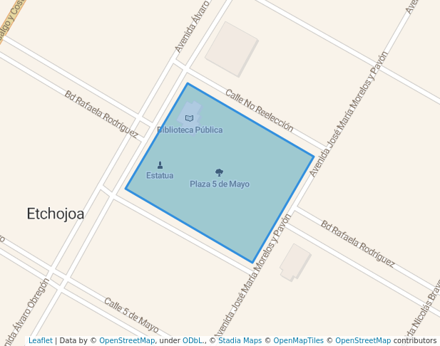 Plaza 5 de Mayo in Etchojoa | Map and Routes
