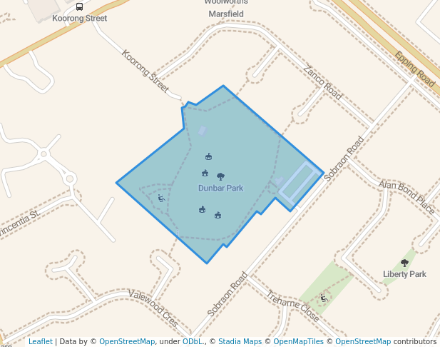 Dunbar Park in Marsfield | Map and Routes