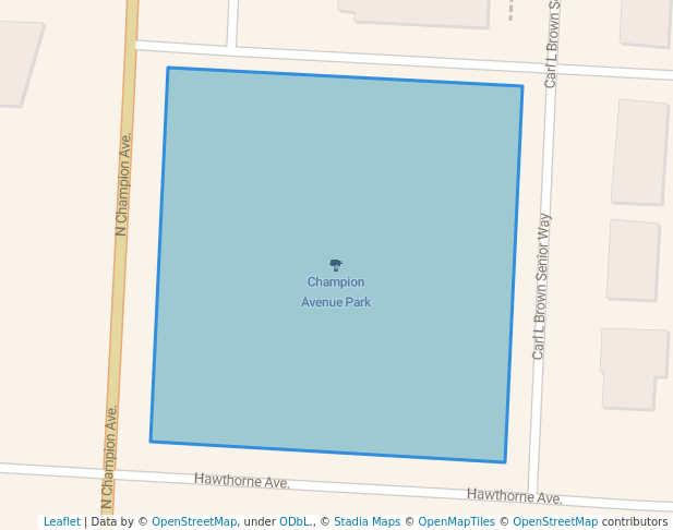 Champion Avenue Park in Columbus | Map and Routes