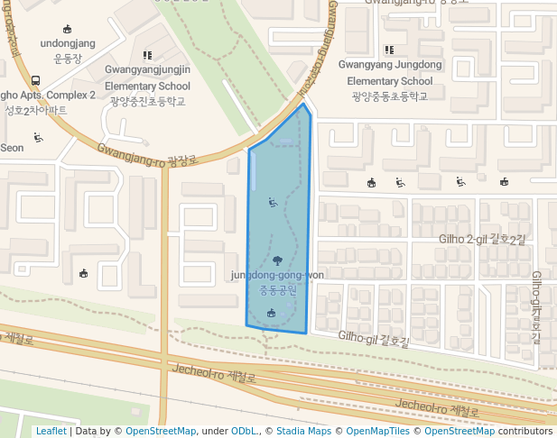 중동공원 in Gwangyang-si | Map and Routes