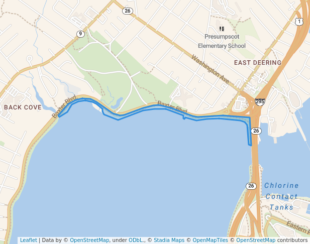 Back Cove Trail North park in Portland | Map and Routes