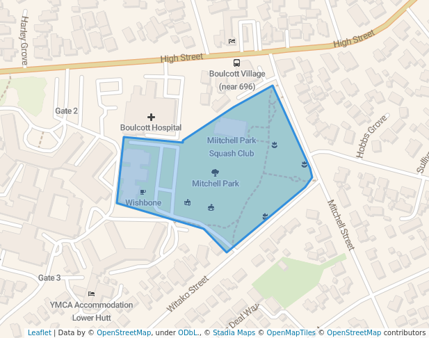 Mitchell Park in Lower Hutt | Map and Routes