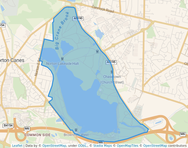 Chasewater Country Park in Burntwood | Map and Routes