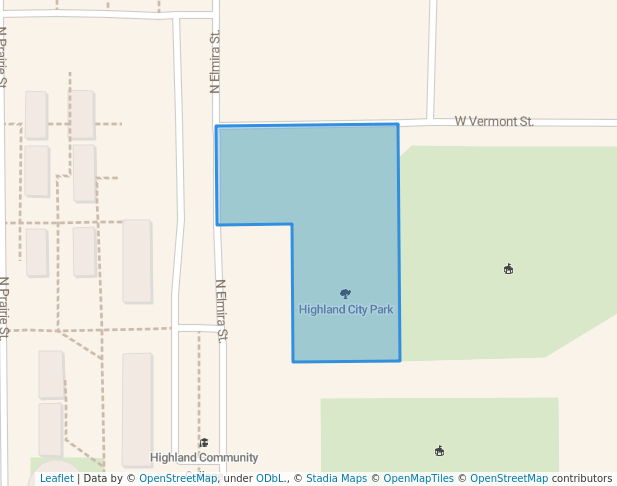 Highland City Park in Highland | Map and Routes