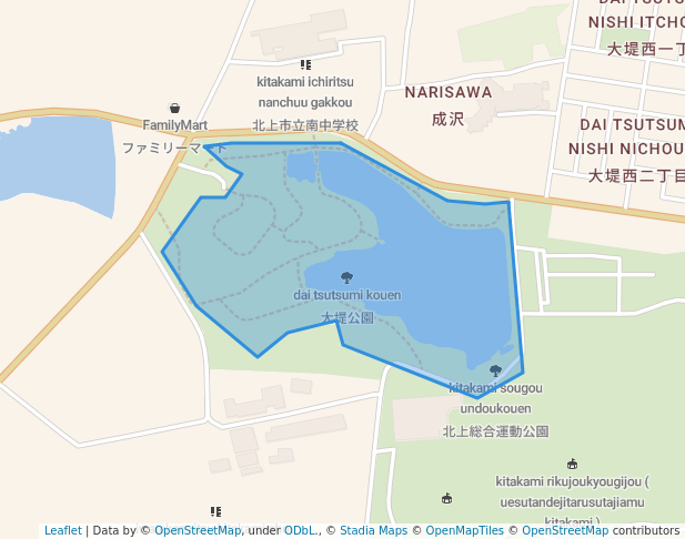 大堤公園 in Kitakami | Map and Routes
