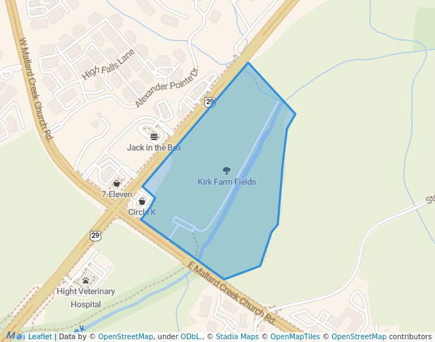 Kirk Farm Fields in Charlotte | Map and Routes