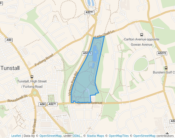 Tunstall Park in Stoke-on-Trent | Map and Routes