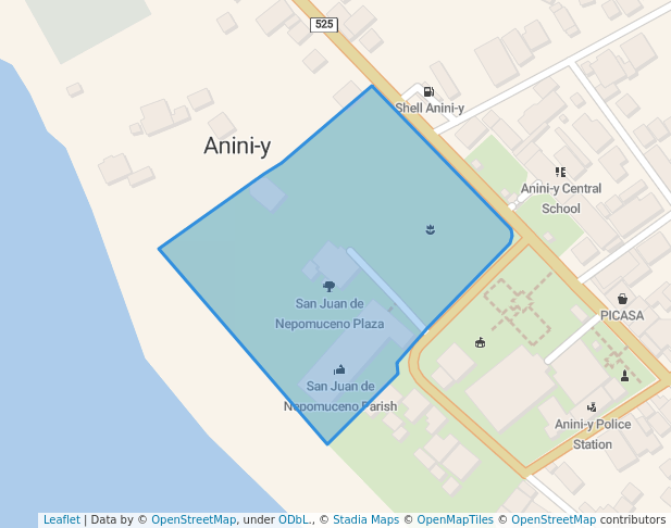 San Juan de Nepomuceno Plaza in Anini-y | Map and Routes