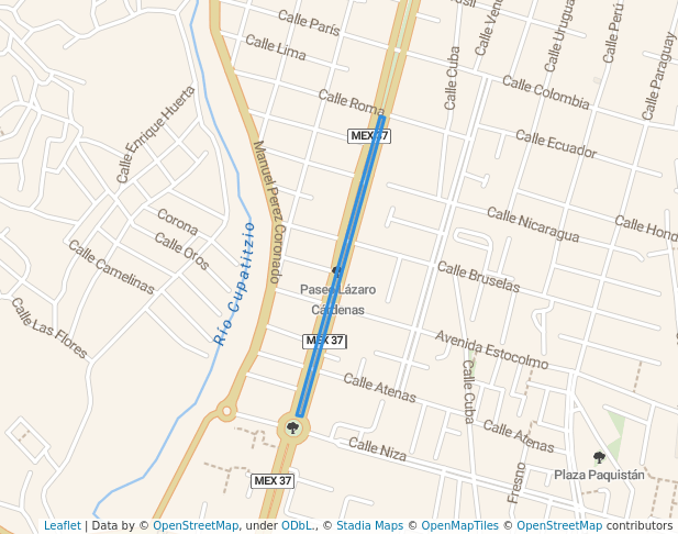 Paseo Lázaro Cárdenas in Uruapan | Map and Routes