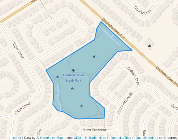 Confederation South Park in Thorold | Map and Routes