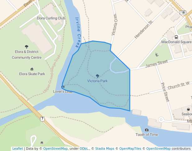 Victoria Park in Elora | Map and Routes