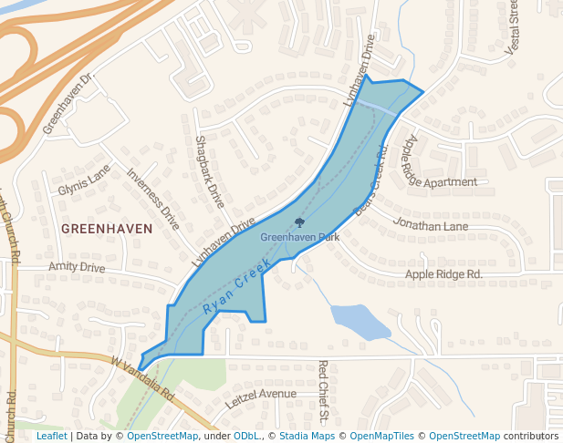 Greenhaven Park in Greensboro | Map and Routes